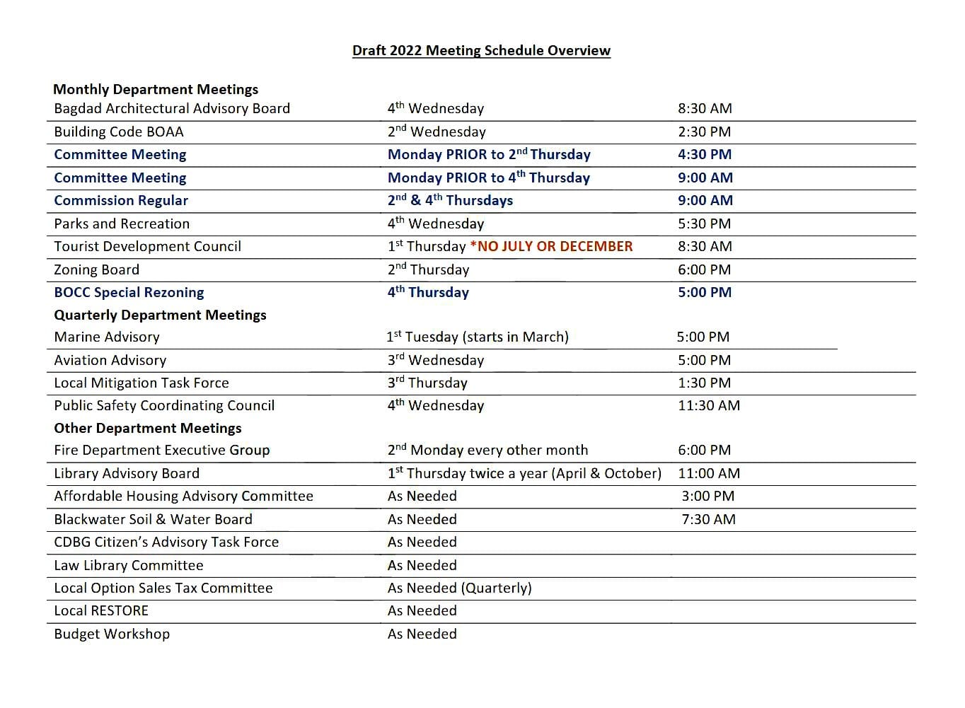 Commissioners update future meeting times, dates for 2022 calendar ...